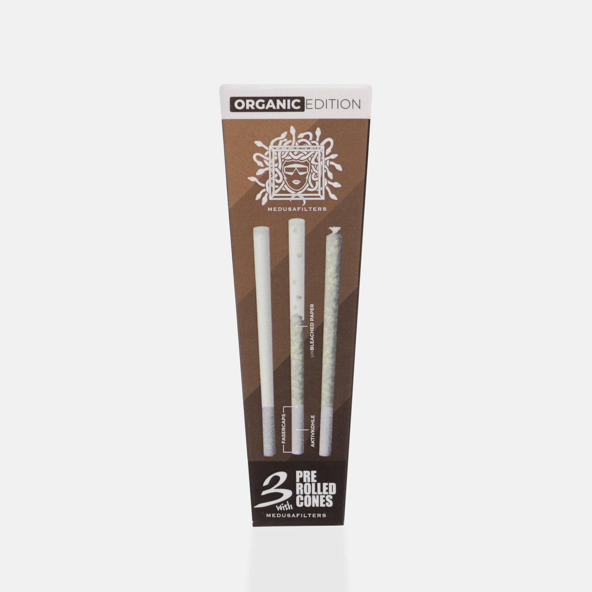 3er Pre-Rolled Cones UNBLEACHED mit ORGANIC Edition Filtern